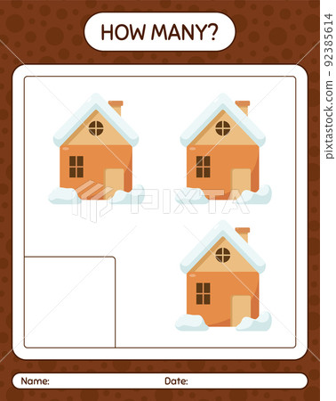 How many counting game with house. worksheet... - Stock Illustration ...