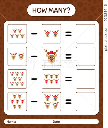 How many counting game with reindeer. worksheet... - Stock Illustration ...