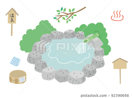 Hand-painted hot spring illustration - Stock Illustration [92390698 ...