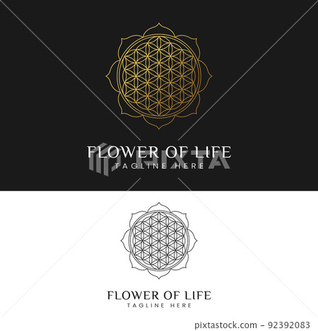 Luxury Elegant Flower of Life Logo Design Template-插圖素材 [92392083 ...