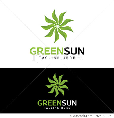 Abstract Gradient Green Sun Logo Design Template - Stock Illustration ...