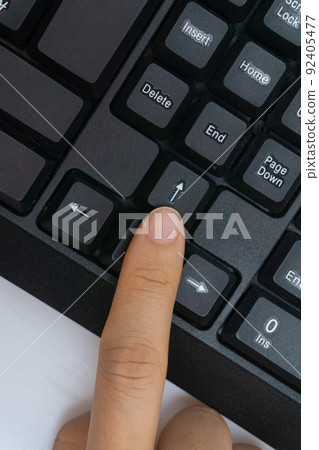hand pressing computer keyboard - Stock Photo [92405477] - PIXTA