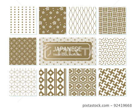 Golden Japanese pattern pattern set - Stock Illustration [92419668] - PIXTA