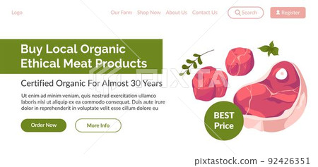 Buy local organic ethical meat products website - Stock Illustration ...