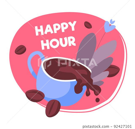 Happy hour in coffee house, cafe drinks vector - Stock Illustration ...