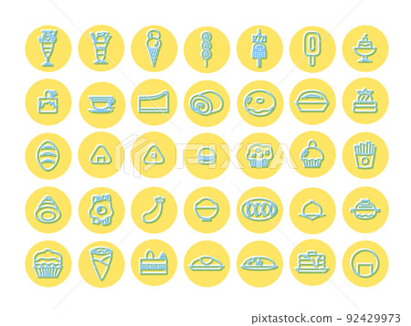 Relief style food icon set - Stock Illustration [92429973] - PIXTA
