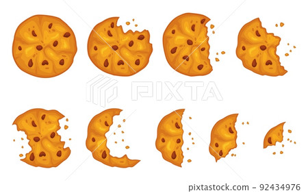 Cartoon bitten cookie. Gradual eating biscuit,... - Stock Illustration ...