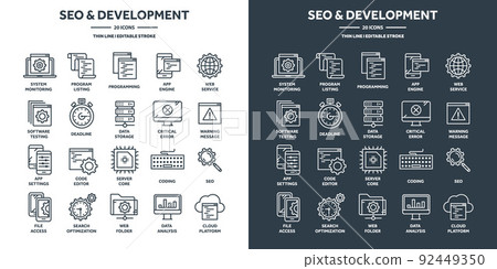 Search engine optimization, SEO and... - Stock Illustration [92449350 ...