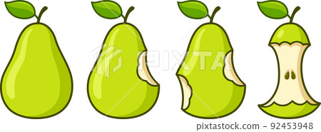 Cartoon pear eating bites set - Stock Illustration [92453948] - PIXTA