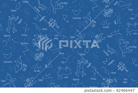 Constellation pattern Star pattern Blue background - Stock Illustration ...