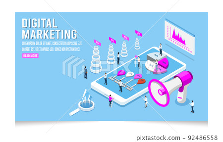 3D isometric Digital Marketing concept for... - Stock Illustration ...