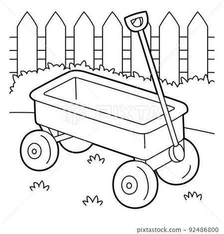 Wagon Vehicle Coloring Page for Kids - Stock Illustration [92486800 ...