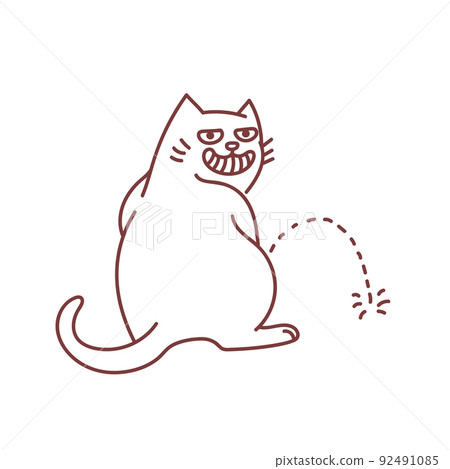 Hooligan cat peeing on the floor - Stock Illustration [92491085] - PIXTA