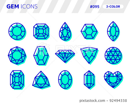 Two-color style icon set related to gems_095 - Stock Illustration ...