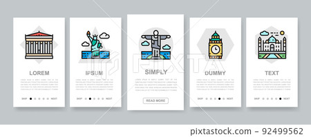 Travel Landmark vertical banners set. Modern... - Stock Illustration ...