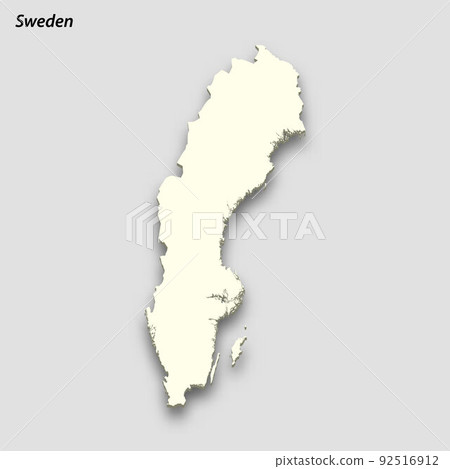 3d isometric map of Sweden isolated with shadow - Stock Illustration ...