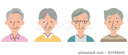 Middle-aged male face icon set - Stock Illustration [92540042] - PIXTA