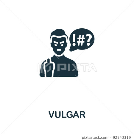 Vulgar icon. Monochrome simple line Protest... - Stock Illustration ...