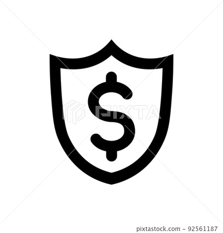 Financial security icon. Shield with dollar symbol - Stock Illustration ...