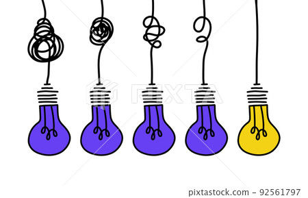 Simplification concept art with light bulb... - Stock Illustration ...