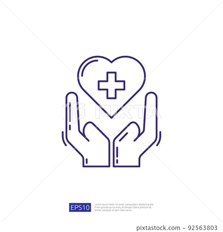 Heart Health Care Line Icon - Stock Illustration [92563803] - PIXTA