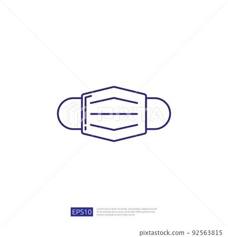 Medical Face Mask Line Icon - Stock Illustration [92563815] - PIXTA