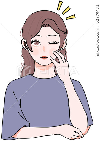 Illustration of a long-haired woman who noticed... - Stock Illustration ...