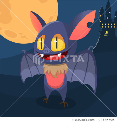 Cute Halloween Bat Cartoon Character - Stock Illustration [92576796 ...