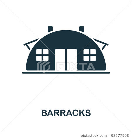 Barracks icon. Monochrome simple line War icon... - Stock Illustration ...