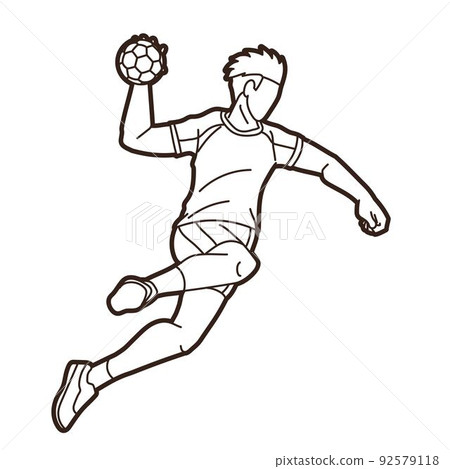 Outline Handball Sport Male Player Action... - Stock Illustration ...