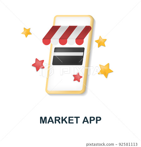 Market App icon. 3d illustration from... - Stock Illustration [92581113 ...
