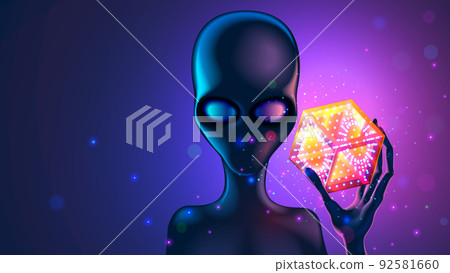 Alien face without mouth telepathically... - Stock Illustration ...