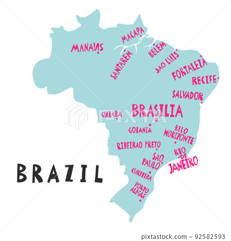 Vector hand drawn stylized map of Brazil... - Stock Illustration ...