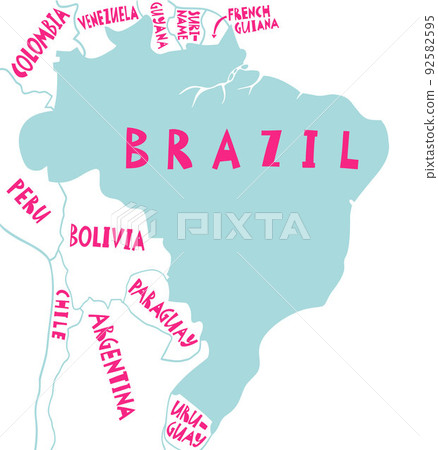 Vector hand drawn stylized map of Brazil And... - Stock Illustration ...
