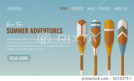 Oars on blue background, web template, vector... - Stock Illustration ...