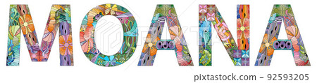 Female name MOANA. Vector decorative zentangle... - Stock Illustration ...