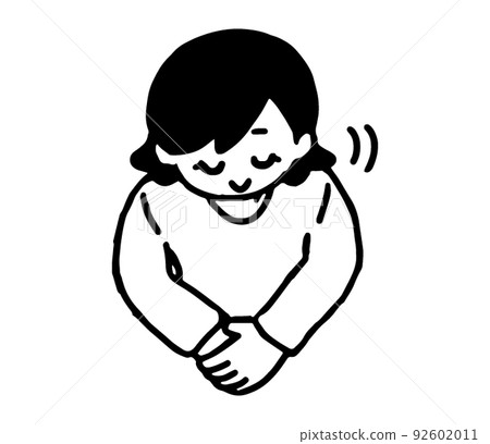 Women in plain clothes bowing (simple) - Stock Illustration [92602011 ...