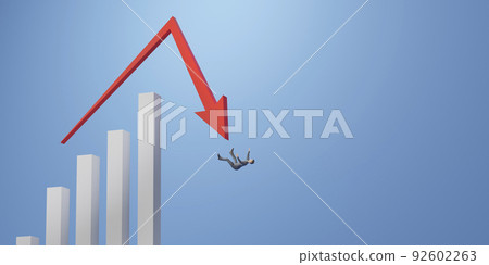 A plunging graph and a falling businessman /... - Stock Illustration ...