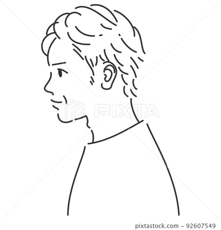 Middle-aged man 5 ｜ Line drawing with... - Stock Illustration [92607549 ...