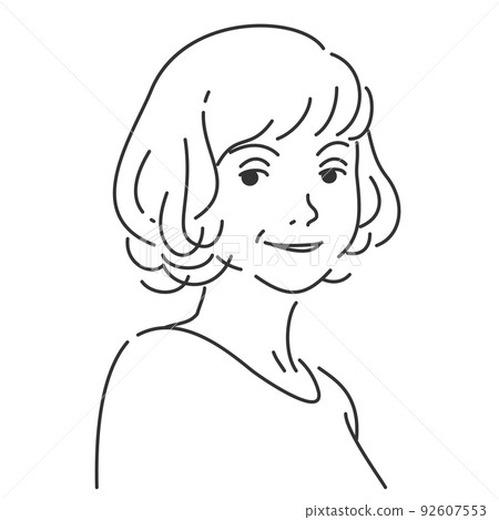 Middle-aged woman 2 | Line drawing with... - Stock Illustration ...