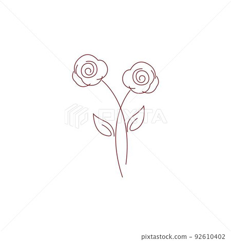 Red rose line art design illustration - Stock Illustration [92610402 ...