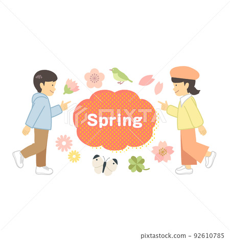 Children and spring illustration set - Stock Illustration [92610785 ...