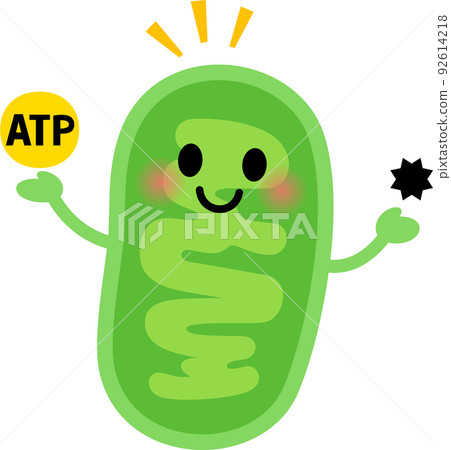Mitochondrial character with ATP and reactive... - Stock Illustration ...