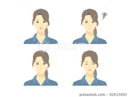 Female facial expression upper body set - Stock Illustration [92615093 ...