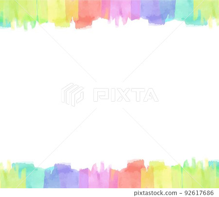 Hand drawn watercolor rainbow color frame... - Stock Illustration ...