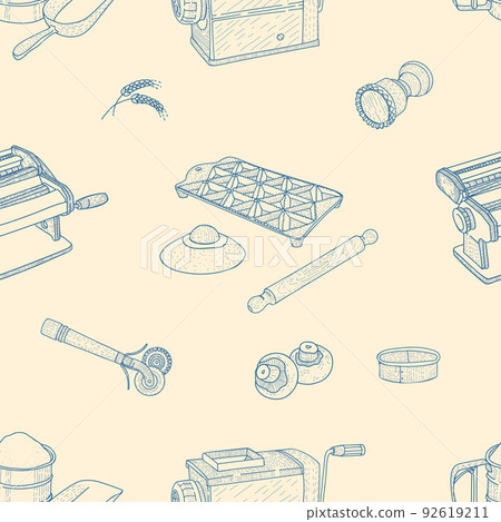 Italian Pasta Cooking. Seamless pattern - Stock Illustration [92619211 ...