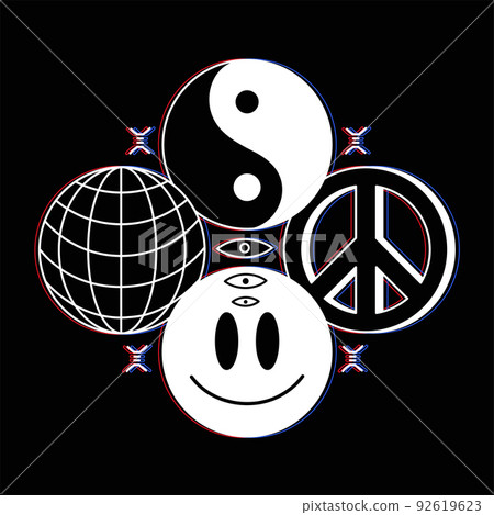 Yin Yang,sphere,smile face,peace signs.Vector...-插圖素材 [92619623] - PIXTA圖庫