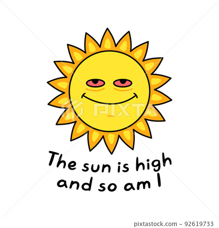Funny sun with red eyes.Yhe sun is high and so... - Stock Illustration ...