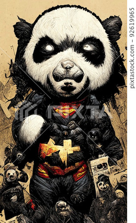 Portrait of a fantasy superhero panda.... - Stock Illustration ...