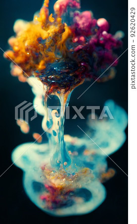 Multicolored ink in water. An explosion of... - Stock Illustration ...